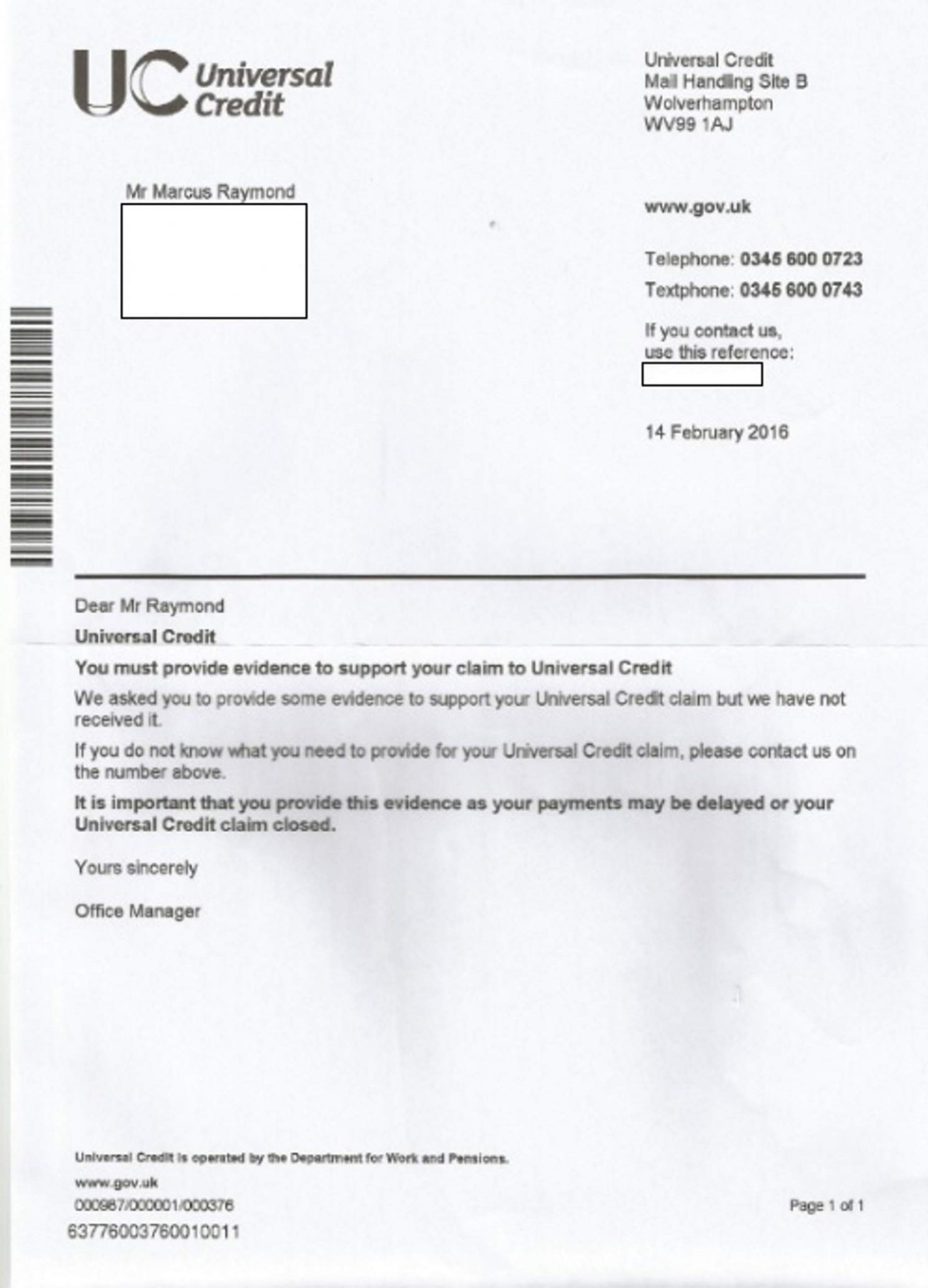 DWP letters telling people to call the universal credit helpline are ripping off claimants